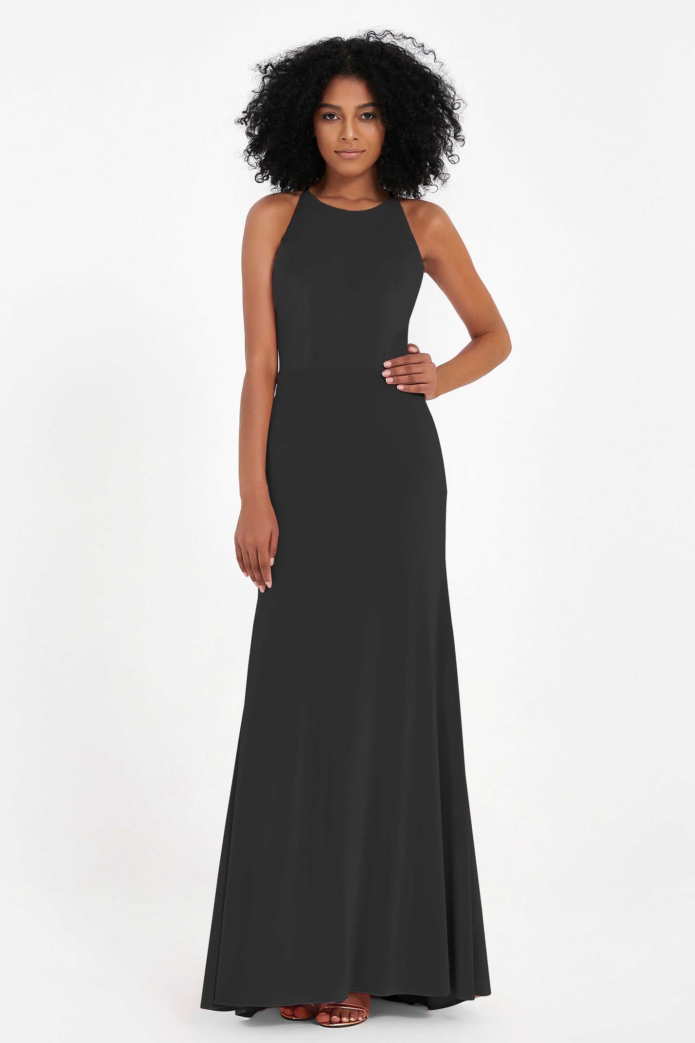 Halter Neckline Sheath Long Velvet Gown – DUNTERY